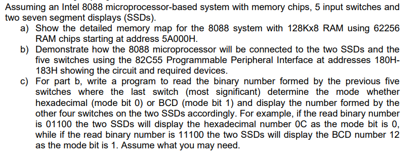 Assuming an Intel 8088 microprocessor-based system | Chegg.com