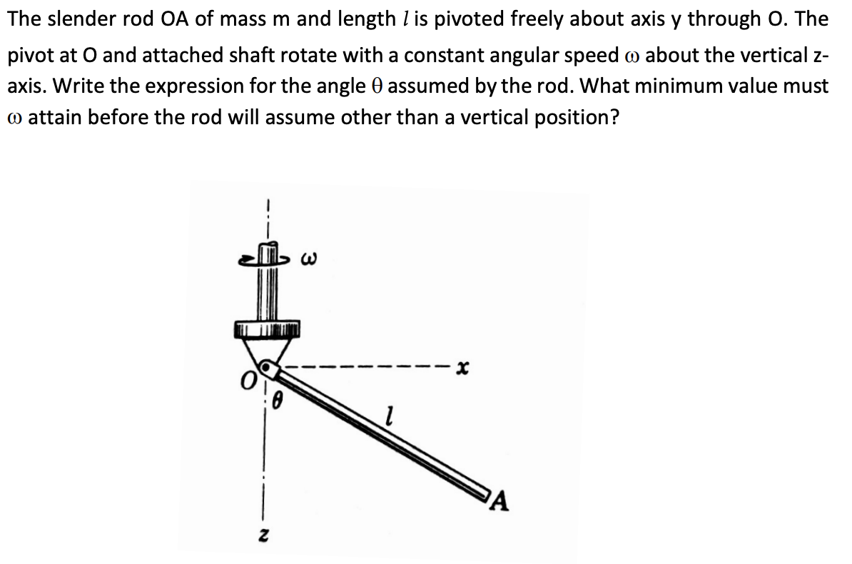 Solved The slender rod OA of mass m and length l is pivoted | Chegg.com