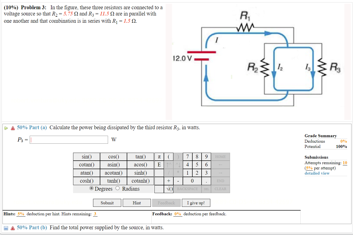Solved (10\%) Problem 3: In the figure, these three | Chegg.com