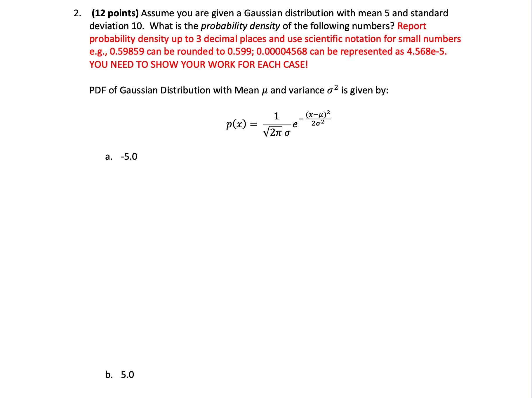 Solved (12 points) Assume you are given a Gaussian | Chegg.com