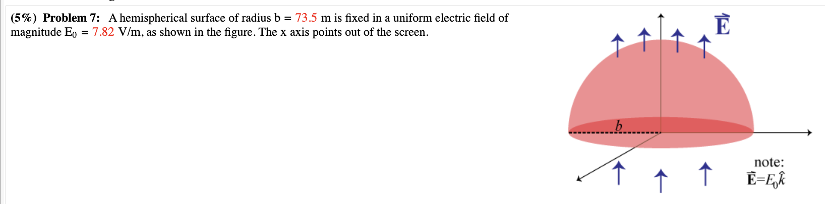 Solved (5\%) Problem 7: A hemispherical surface of radius | Chegg.com
