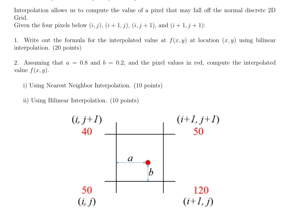 Solved Interpolation allows us to ﻿compute the value of ﻿a | Chegg.com