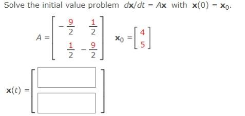 Solved Solve the initial value problem dx/dt = Ax with x(0) | Chegg.com