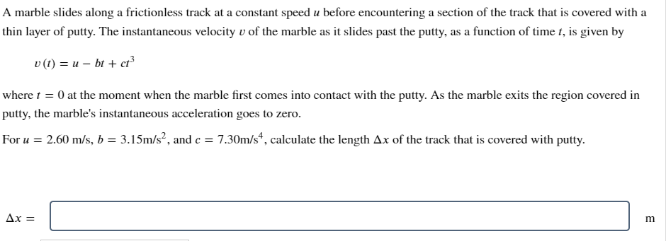 Solved A marble slides along a frictionless track at a | Chegg.com