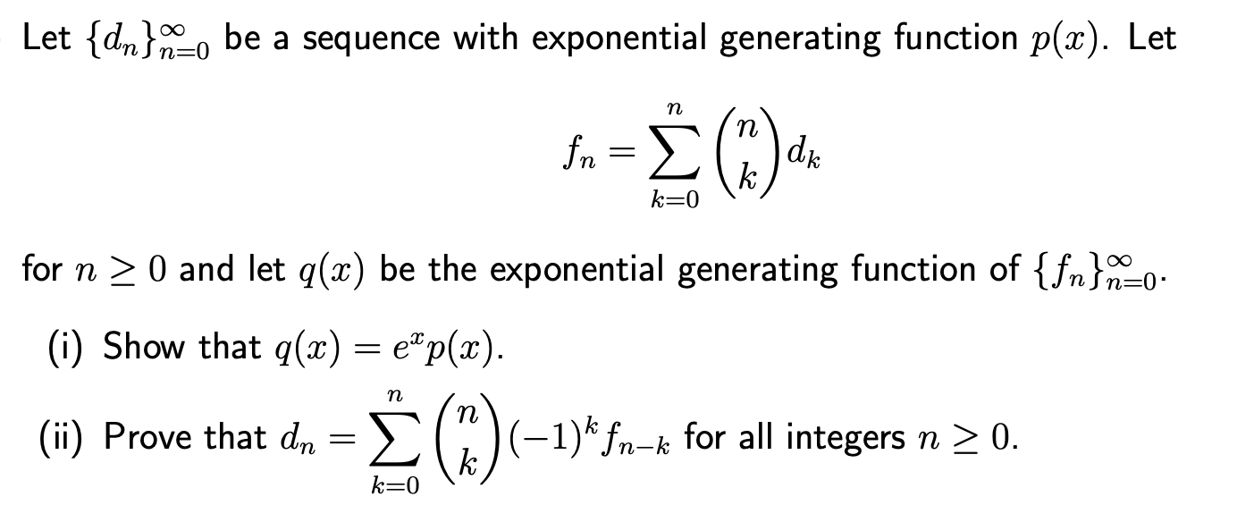 Solved Let {dn}n=0∞ be a sequence with exponential | Chegg.com