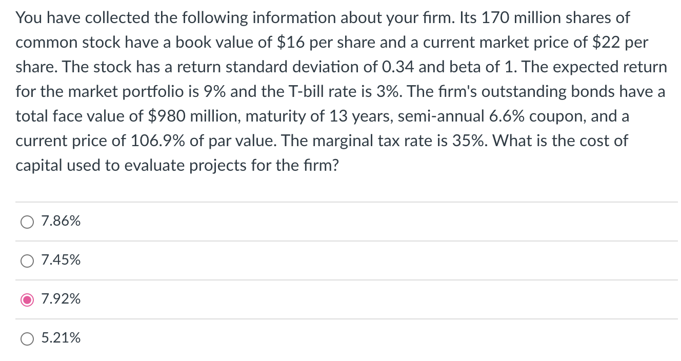Solved You have collected the following information about | Chegg.com