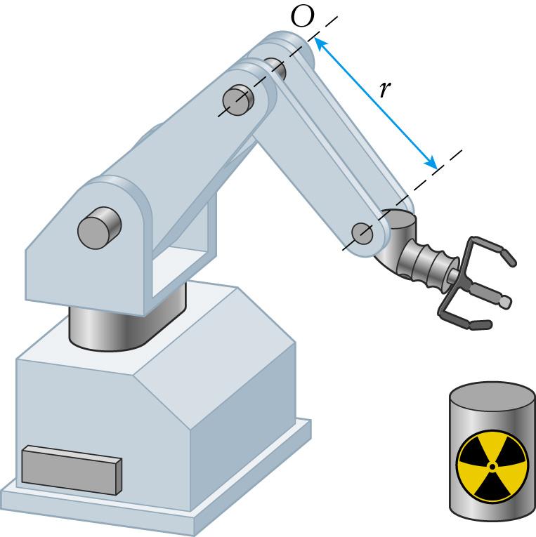 Solved A robotic arm lifts a barrel of radioactive waste | Chegg.com
