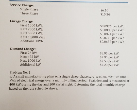 Solved Service Charge: Single Phase Three Phase $6.10 $10.36 | Chegg.com