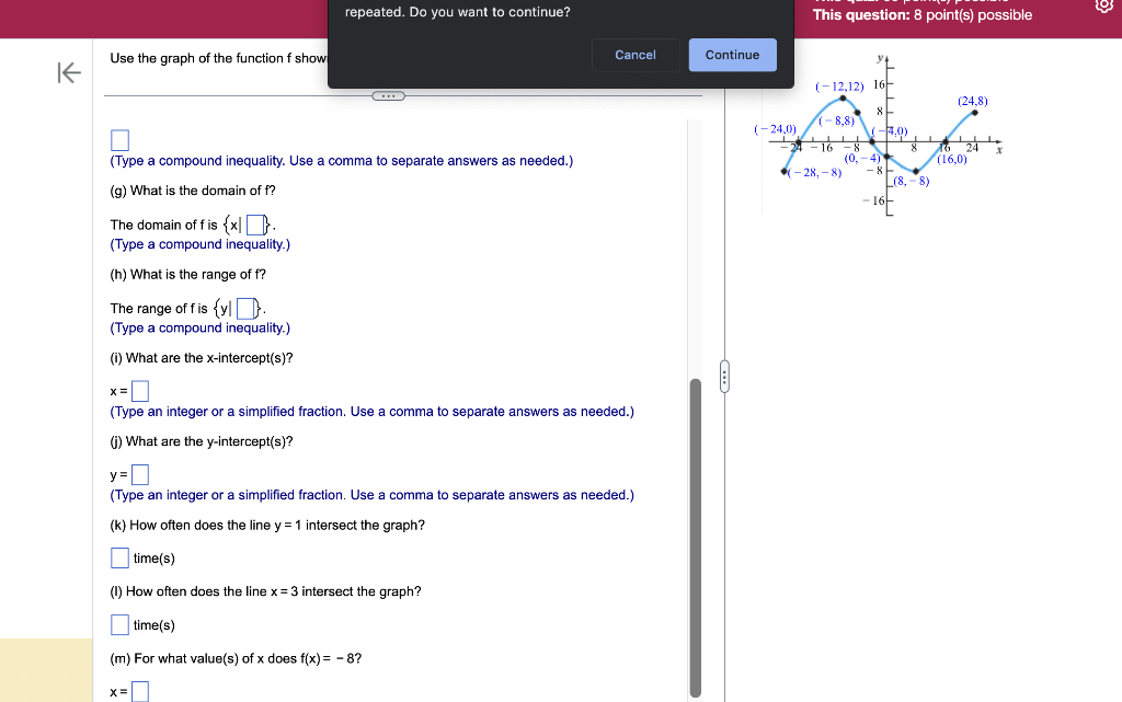 Solved Use the graph of the function f shown to the right to | Chegg.com