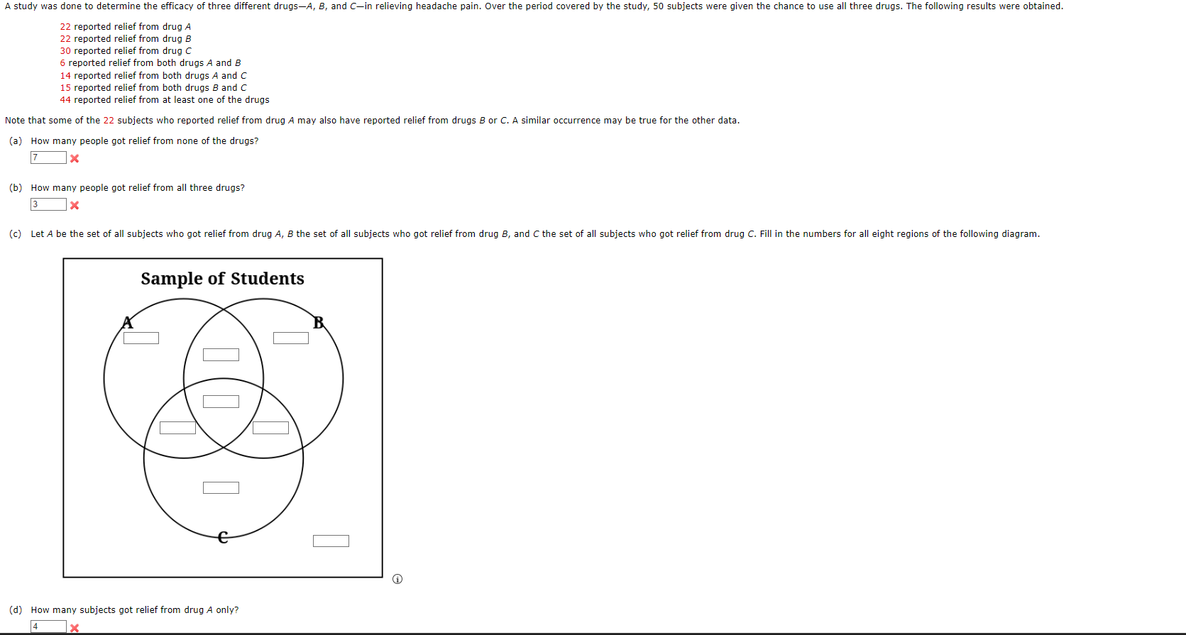 Solved 22 reported relief from drug A 22 reported relief | Chegg.com