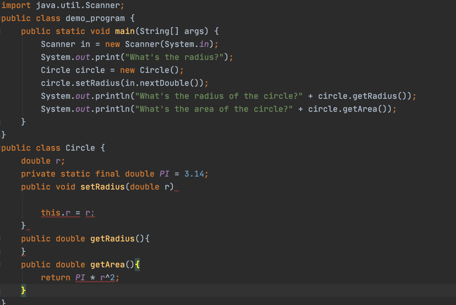 Solved Write a Circle class that has the following fields: | Chegg.com