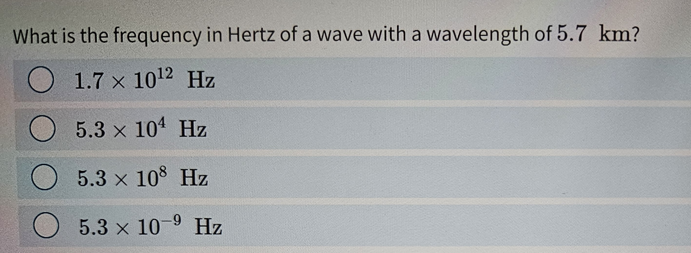 Solved What is ﻿the frequency in ﻿Hertz of ﻿a wave with a | Chegg.com