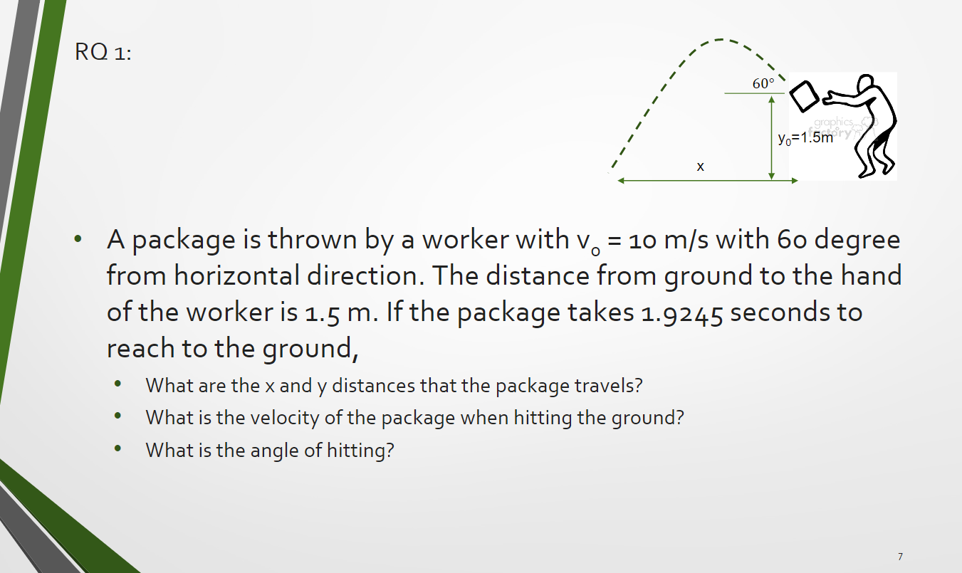 Solved - A package is thrown by a worker with v0=10 m/s with | Chegg.com