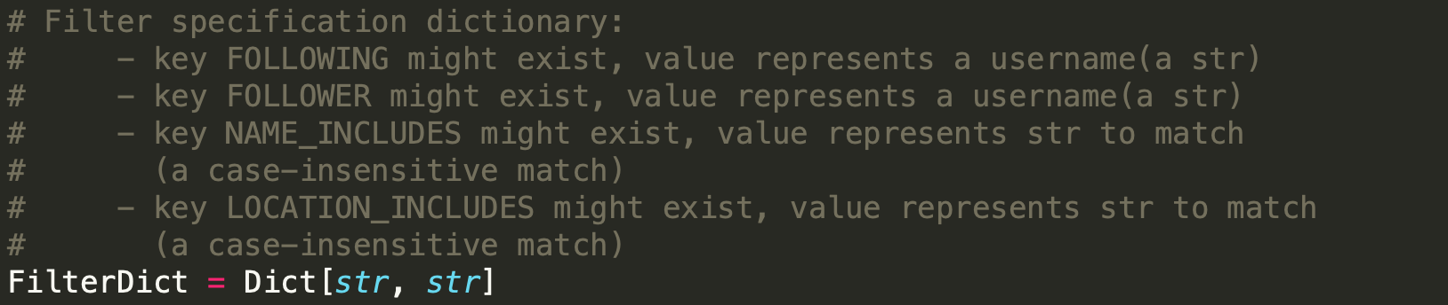 Solved For the first example(filter_dict1), the function | Chegg.com