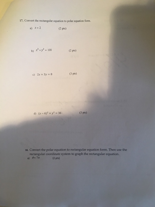 Solved 17. Convert the rectangular equation to polar | Chegg.com