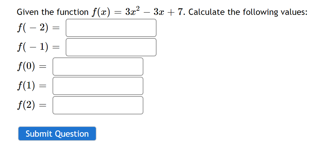 Solved Given the function f(x)=3x2−3x+7. Calculate the | Chegg.com