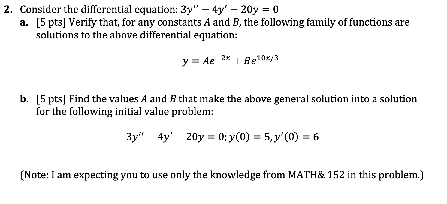 Solved Consider the differential equation: | Chegg.com