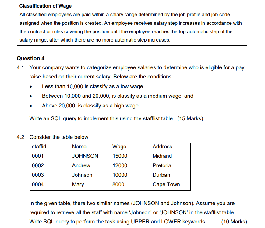 Solved Classification of Wage All classified employees are | Chegg.com