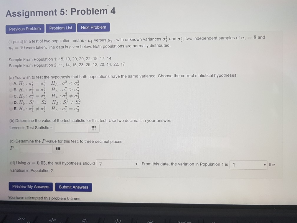 Solved Assignment 5: Problem 4 Previous Problem Problem List | Chegg.com
