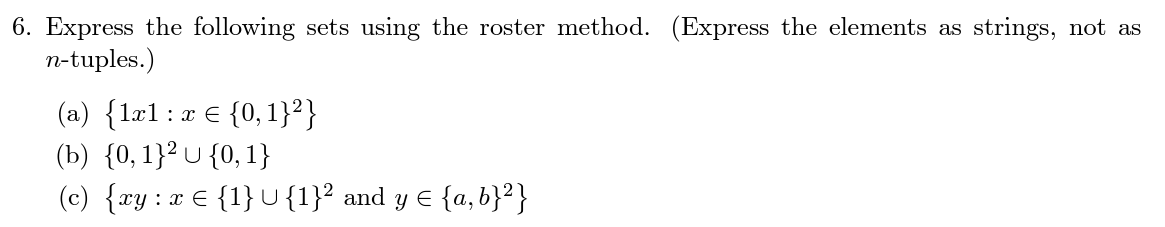 Solved Express the following sets using the roster method. | Chegg.com