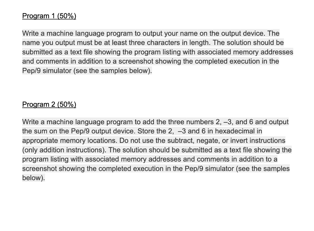 Program 1 (50%) Write a machine language program to | Chegg.com