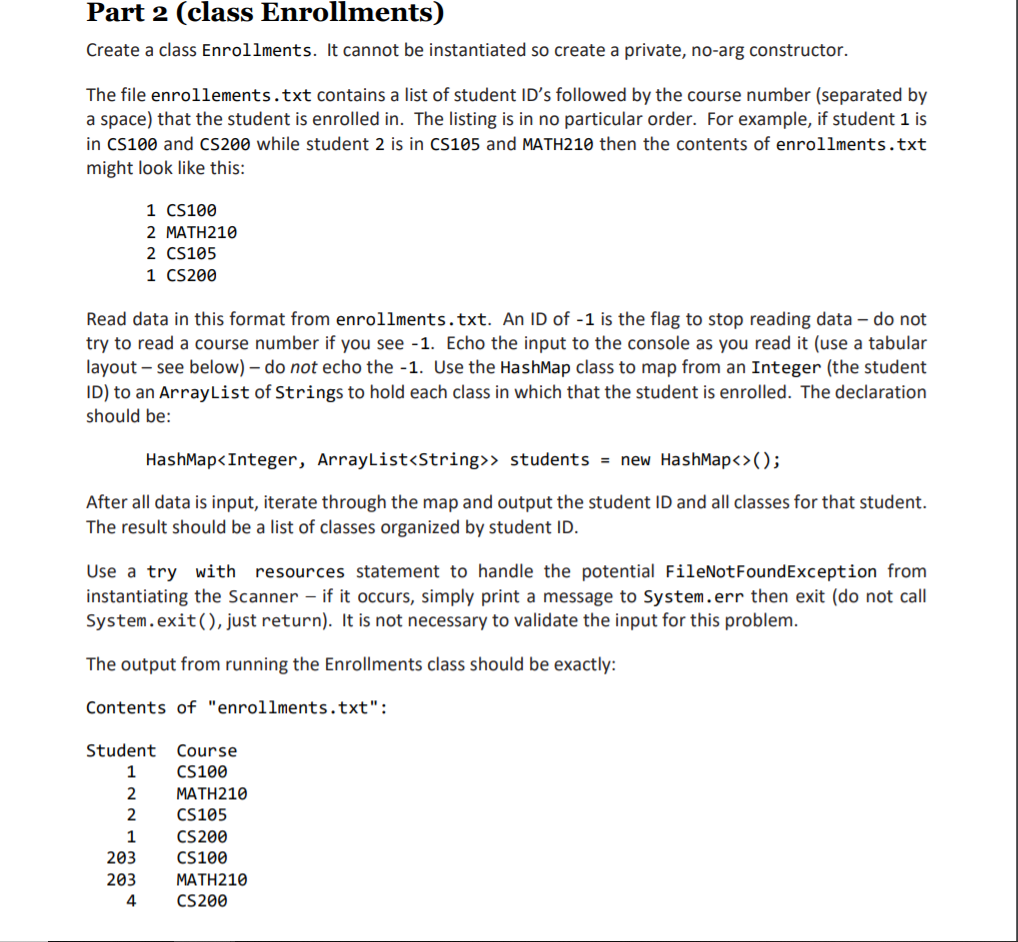Solved Part 2 Class Enrollments Create A Class