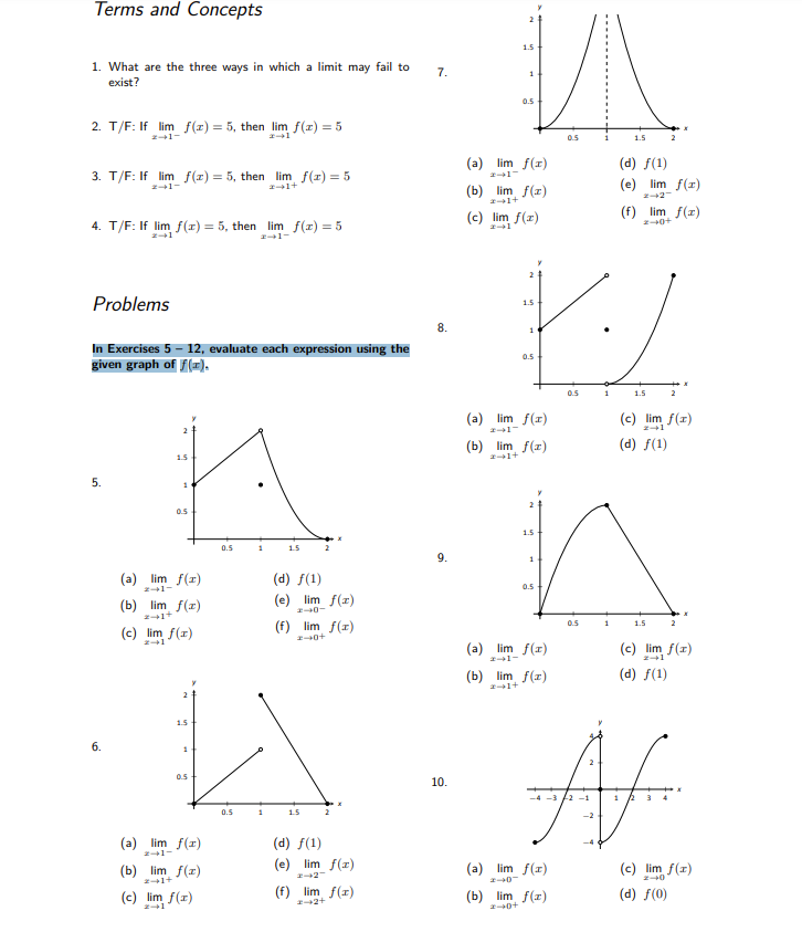 Solved 1. What are the three ways in which a limit may fail | Chegg.com