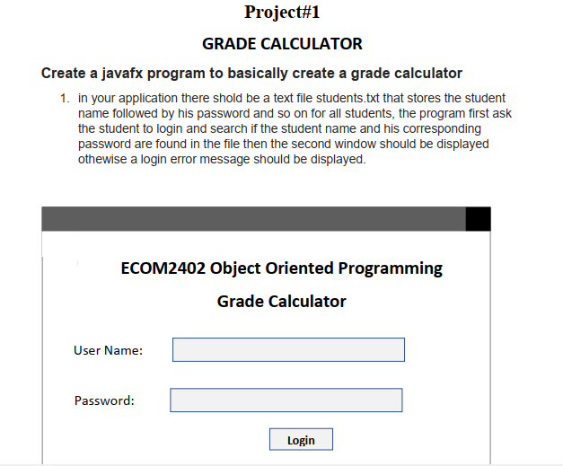 Solved Project#1 GRADE CALCULATOR Create a javafx program to | Chegg.com