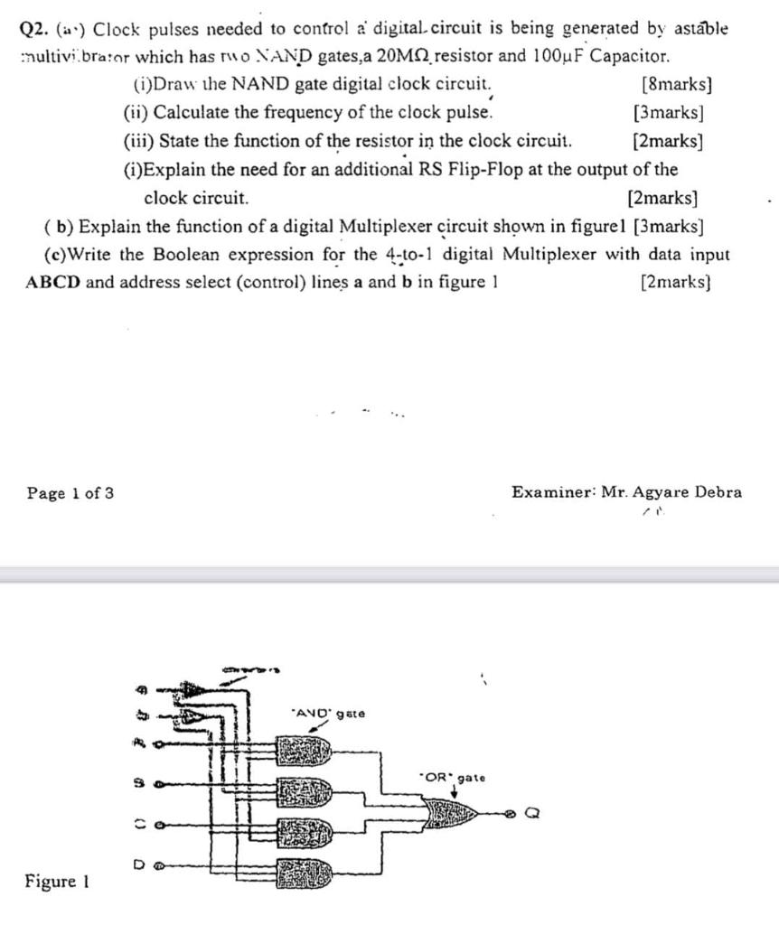Solved Q2. (a) Clock pulses needed to control a digital | Chegg.com