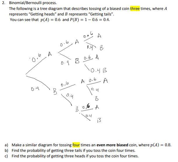 Solved 2. Binomial/Bernoulli process. The following is a | Chegg.com