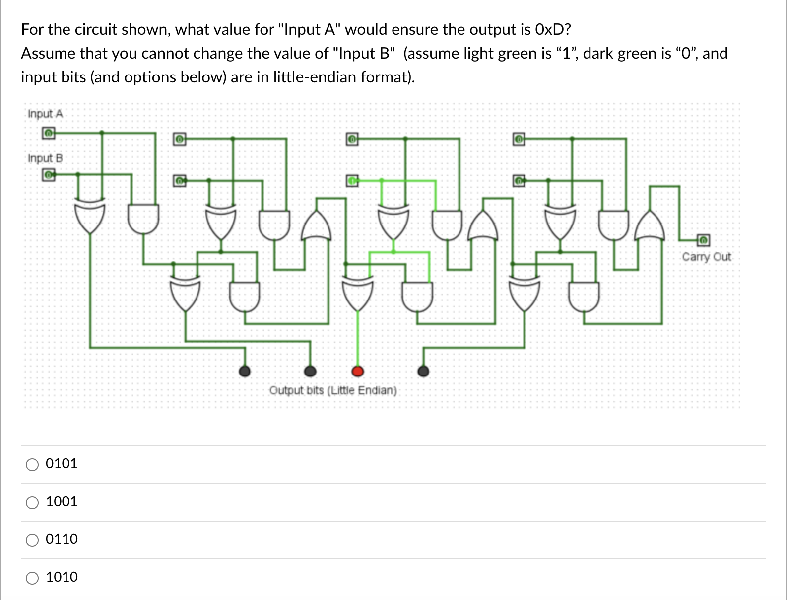 Solved For The Circuit Shown What Value For Input A Would 