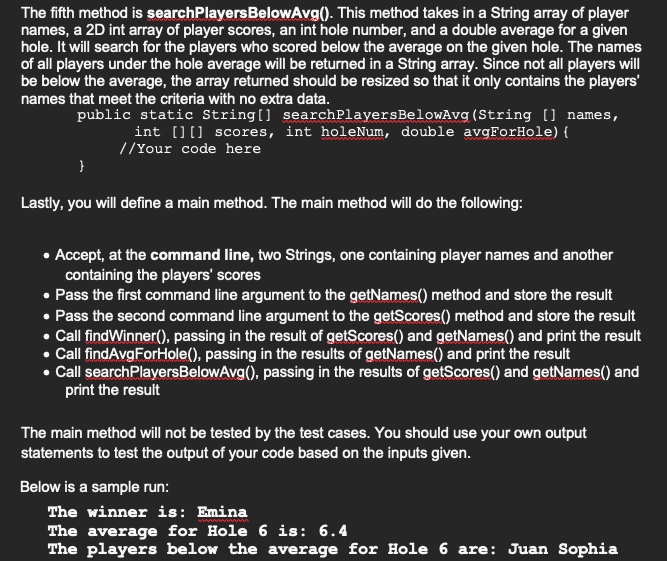 Solved Programming Project 5 - Golf Games Program Name: | Chegg.com