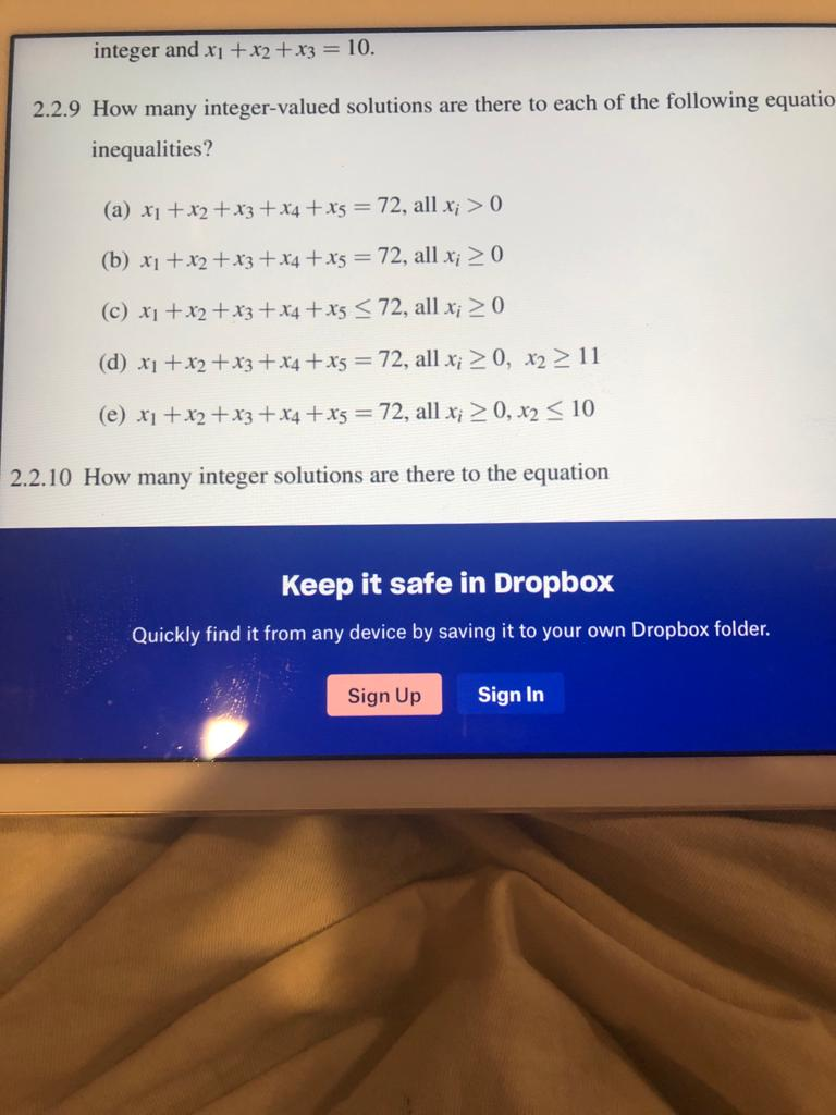 Solved integer and x1 + x2 + x3 = 10. 2.2.9 How many | Chegg.com