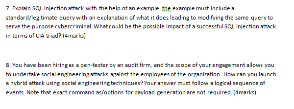 Solved 7. Explain SQL injection attack with the help of an | Chegg.com