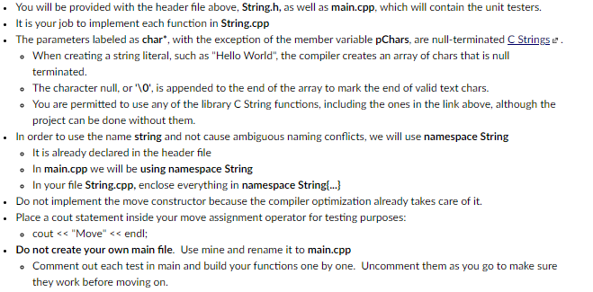 In this assignment we will implement our own string | Chegg.com