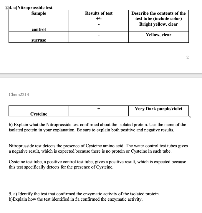 Solved Chem2213 b) Explain what the Nitroprusside test | Chegg.com