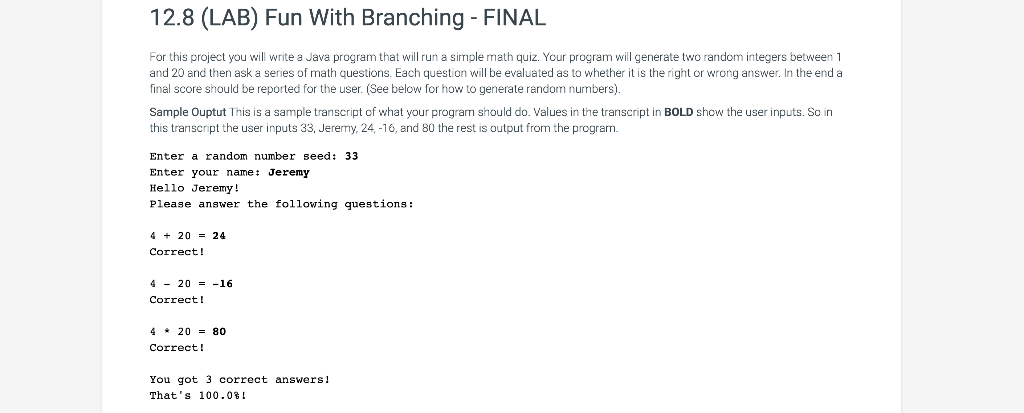 Solved 12.8 (LAB) Fun With Branching - FINAL For this | Chegg.com