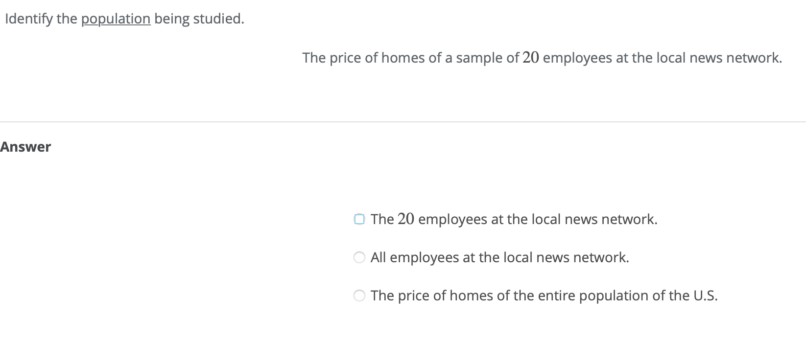 Solved Identify the population being studied. The price of | Chegg.com