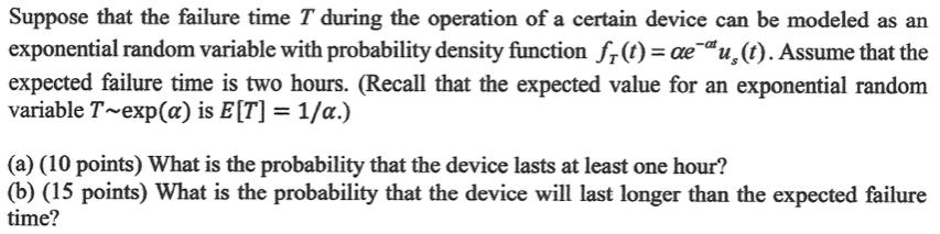 Solved Suppose that the failure time I during the operation | Chegg.com