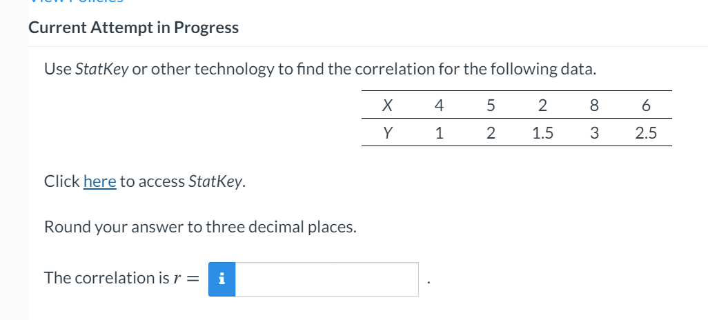 Solved Current Attempt in Progress Use StatKey or other | Chegg.com