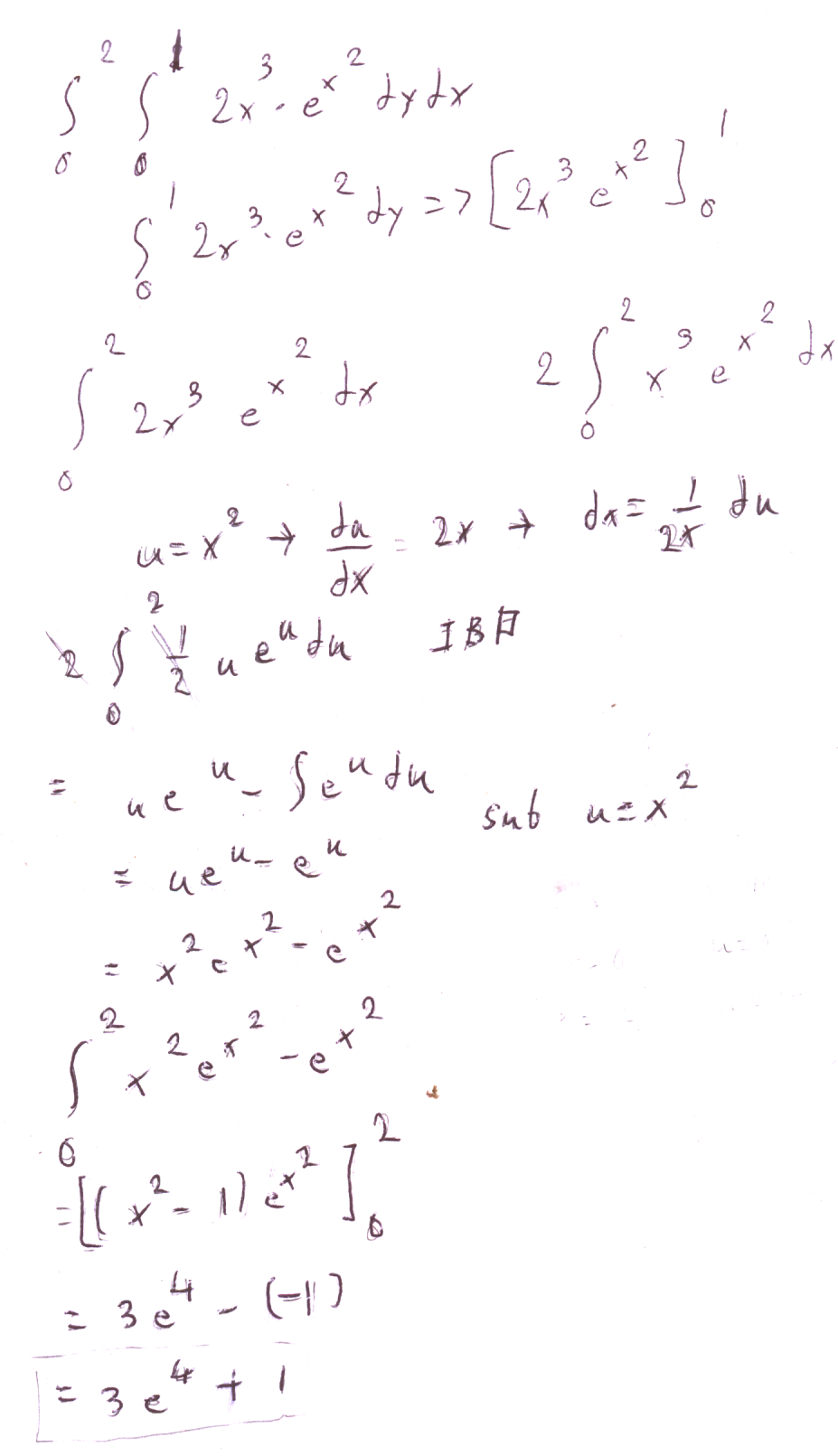 Solved Multivariable calculus double integrals. Answer I got | Chegg.com