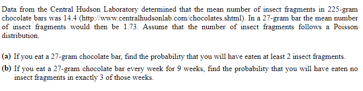 Solved Data from the Central Hudson Laboratory determined | Chegg.com