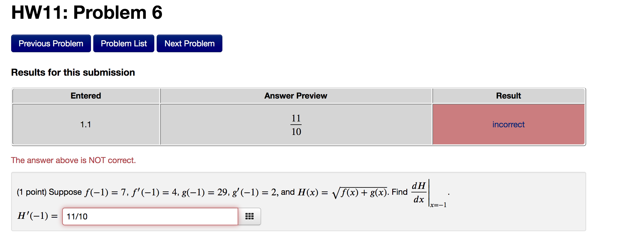 Solved HW11: Problem 2 Previous Problem Problem List Next | Chegg.com