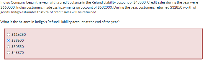 Indigo Company began the year with a credit balance | Chegg.com