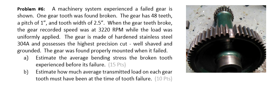 Solved Problem #6: A machinery system experienced a failed | Chegg.com