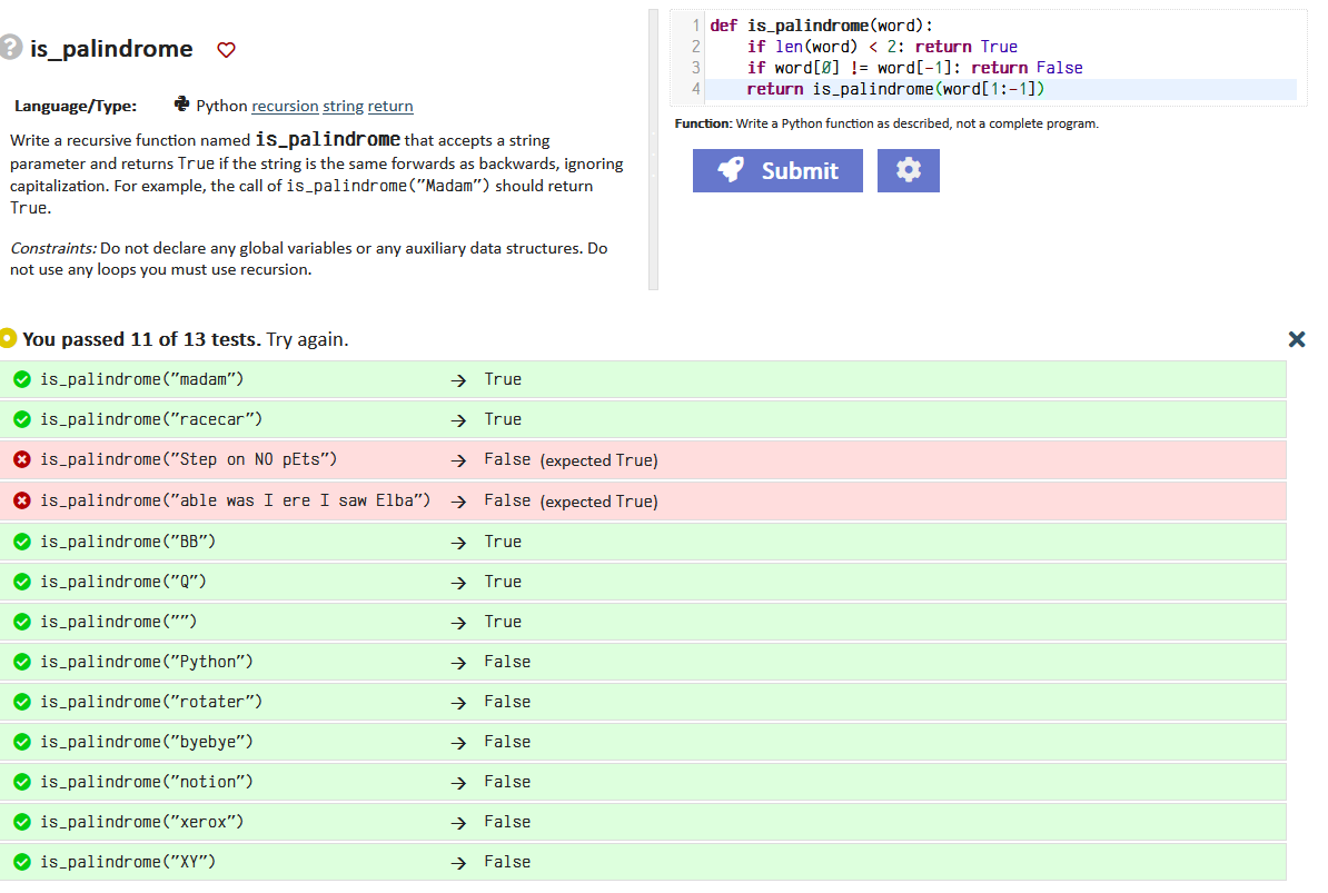 Solved Python using recursive How would you fix thiis to | Chegg.com