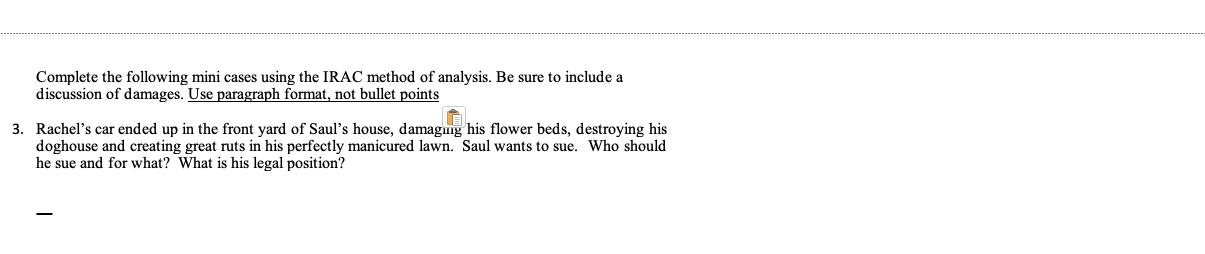 Solved Complete the following mini cases using the IRAC | Chegg.com