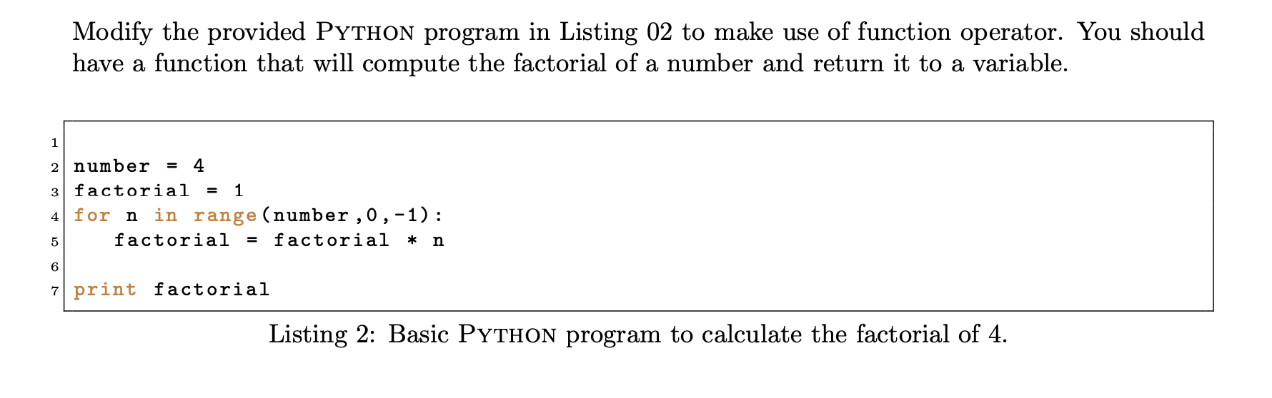 Solved Modify the provided PYTHON program in Listing 01 to | Chegg.com