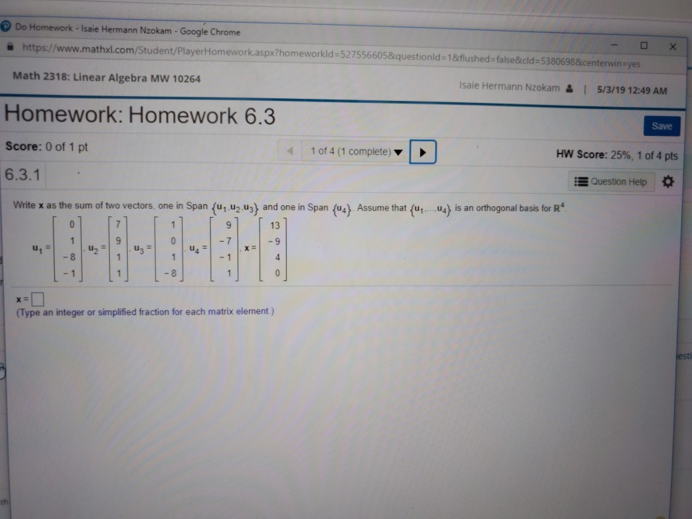 Solved Do Homework - Isaie Hermann Nzokam - Google Chrome | Chegg.com