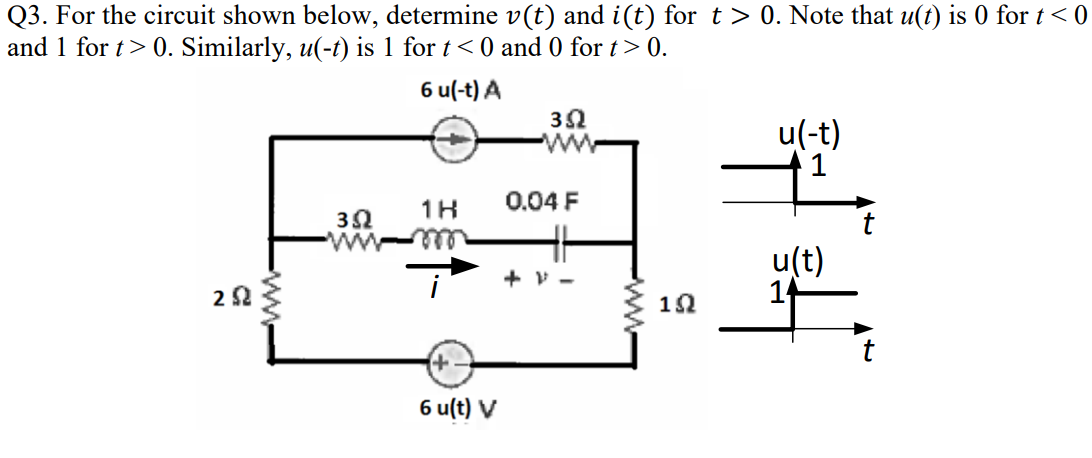 Solved Q3. For the circuit shown below, determine v(t) and | Chegg.com